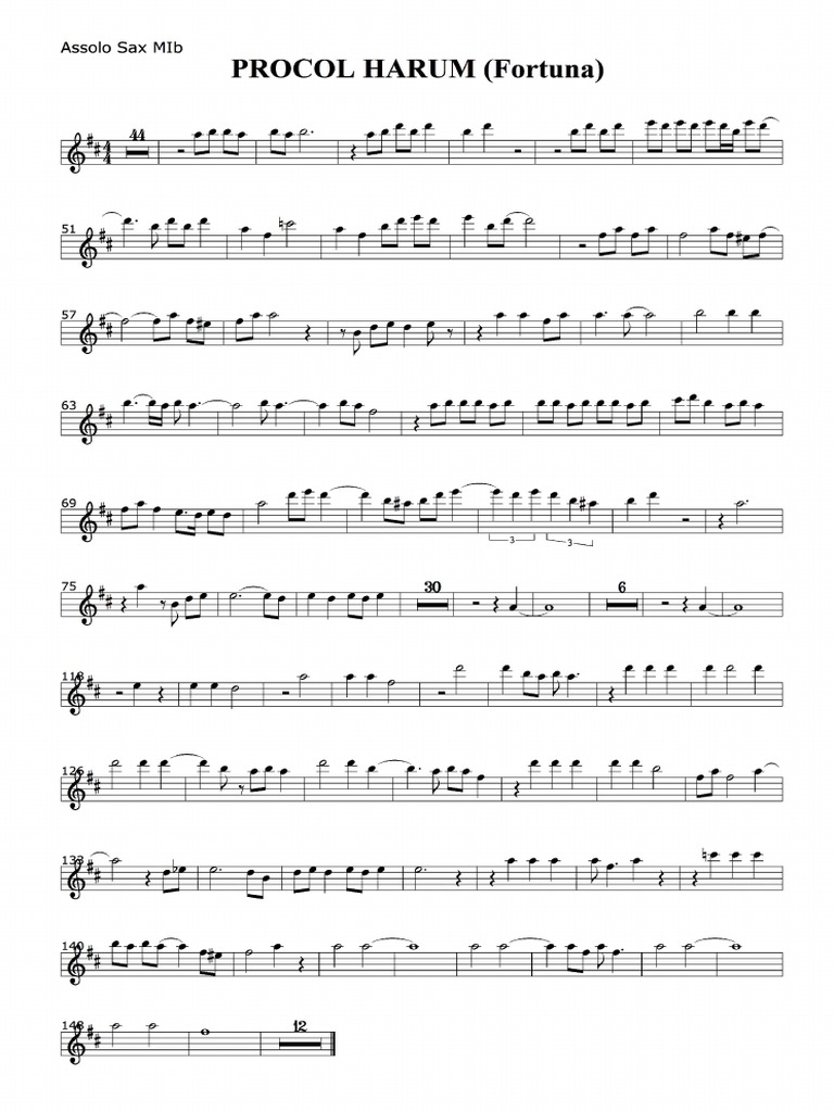 PROCOL HARUM - Fortuna - Alto Sax | PDF