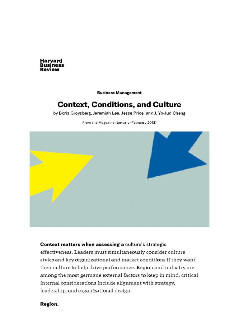 Context, Conditions, and Culture | PDF | Leadership | Organizational ...