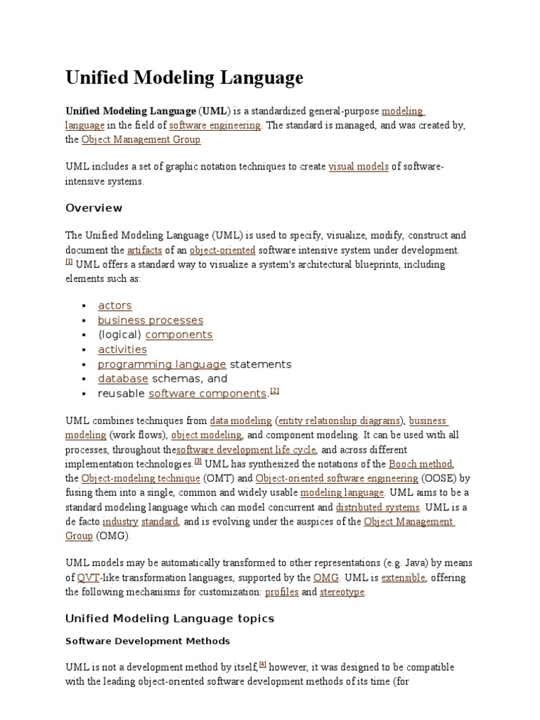 Unified Modeling Language (UML) Is A Standardized General-Purpose | PDF | Unified Modeling ...