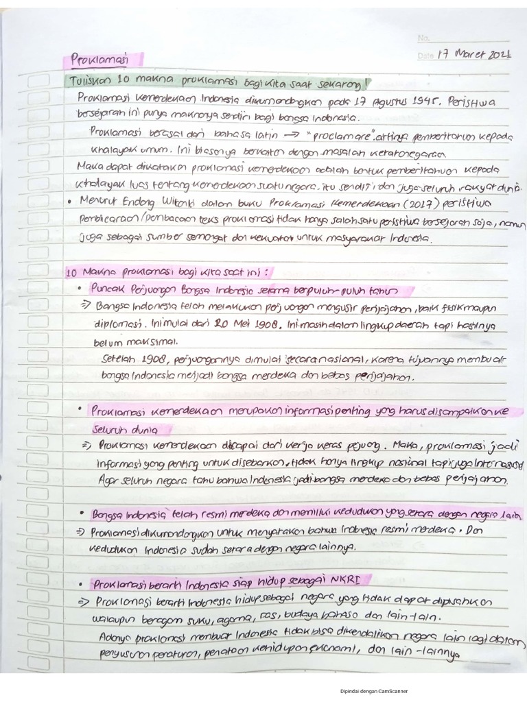 Catatan Sejarah Tentang Proklamasi Muhammad Kenny Devasta XI MIPA 2 | PDF
