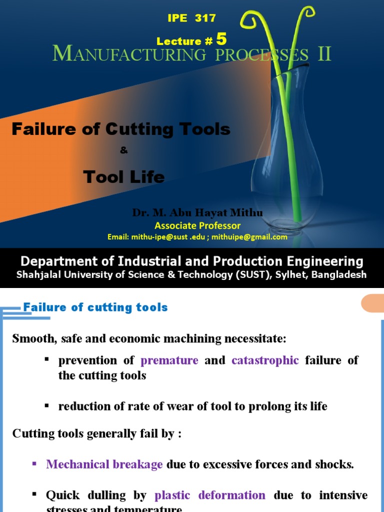 MP II - Lecture 5 - Tool Failure and Tool Life | PDF | Wear | Machining