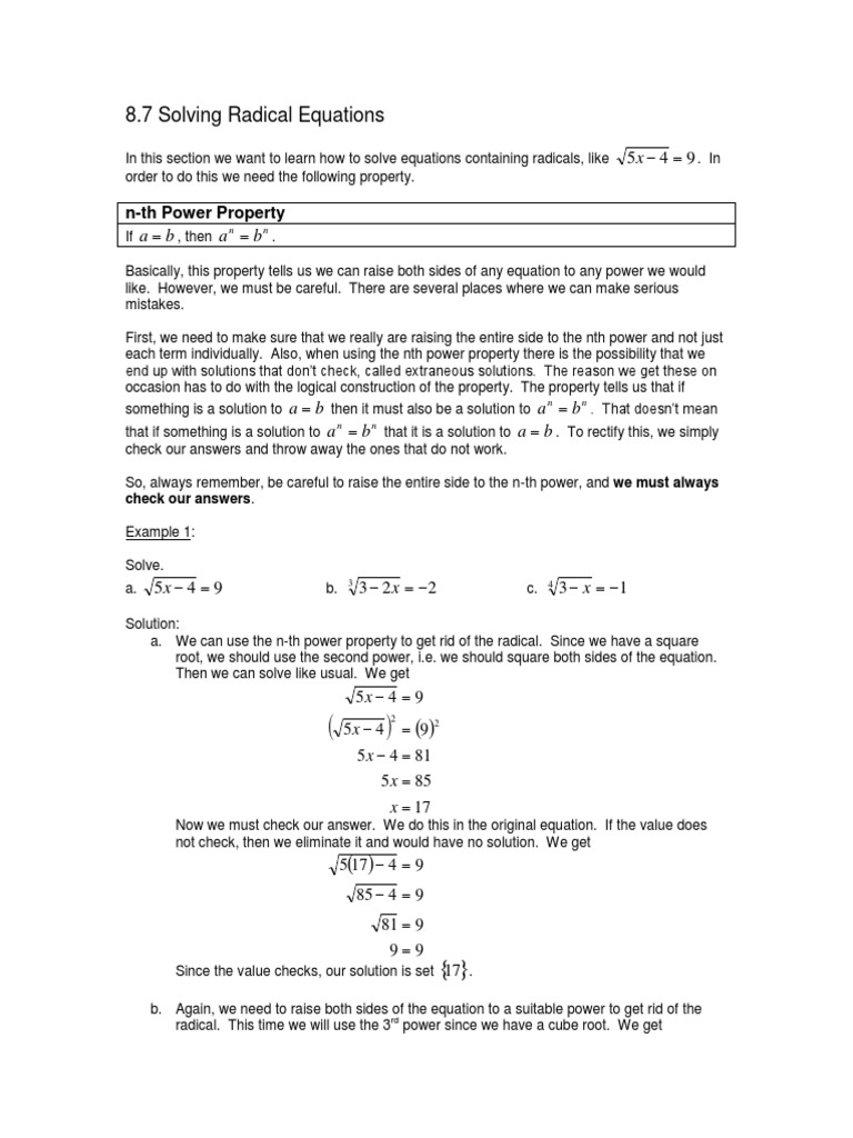 Solving Radical Equations: A Step-by-Step Guide to Isolating Radicals ...