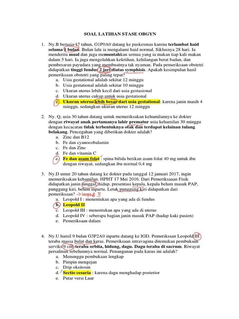Soal Stase Obgyn | PDF | Sains & Matematika