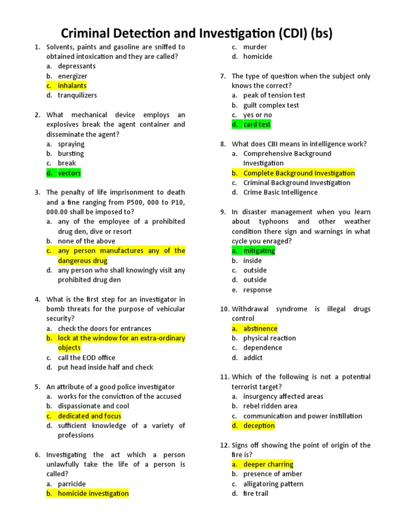 Criminal Detection and Investigation (CDI) (BS) | PDF | Crime Scene | Fires