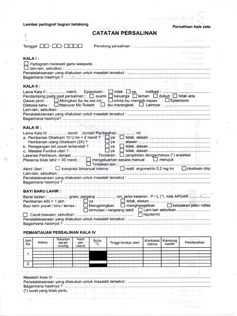 Partograf Belakang | PDF