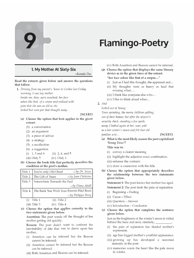 Poems MCQ 12th | PDF | Poetry | Reason