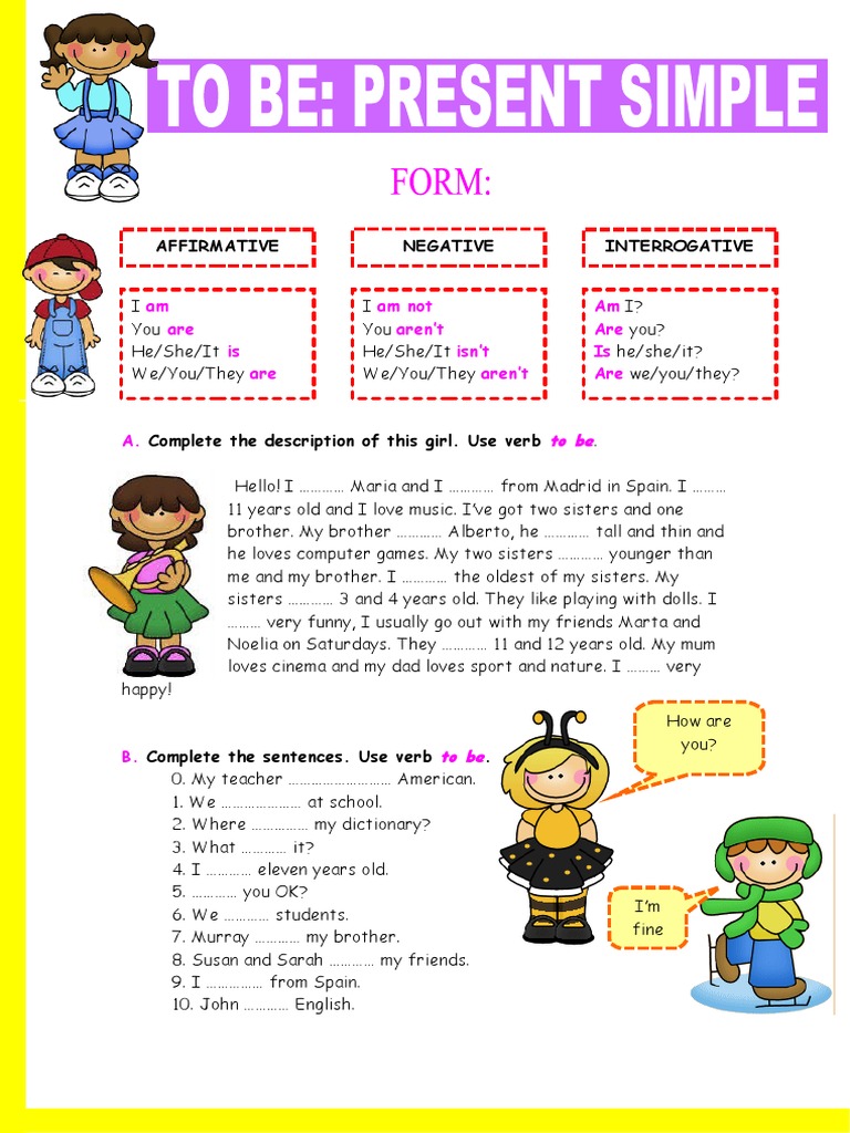 Verb To Be Simple Present Fun Activities Games | PDF