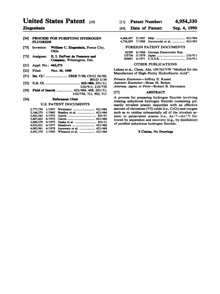 ' Umted States Patent (19) (11) Patent Number: 4,954,330 Ziegenhain (45 ...