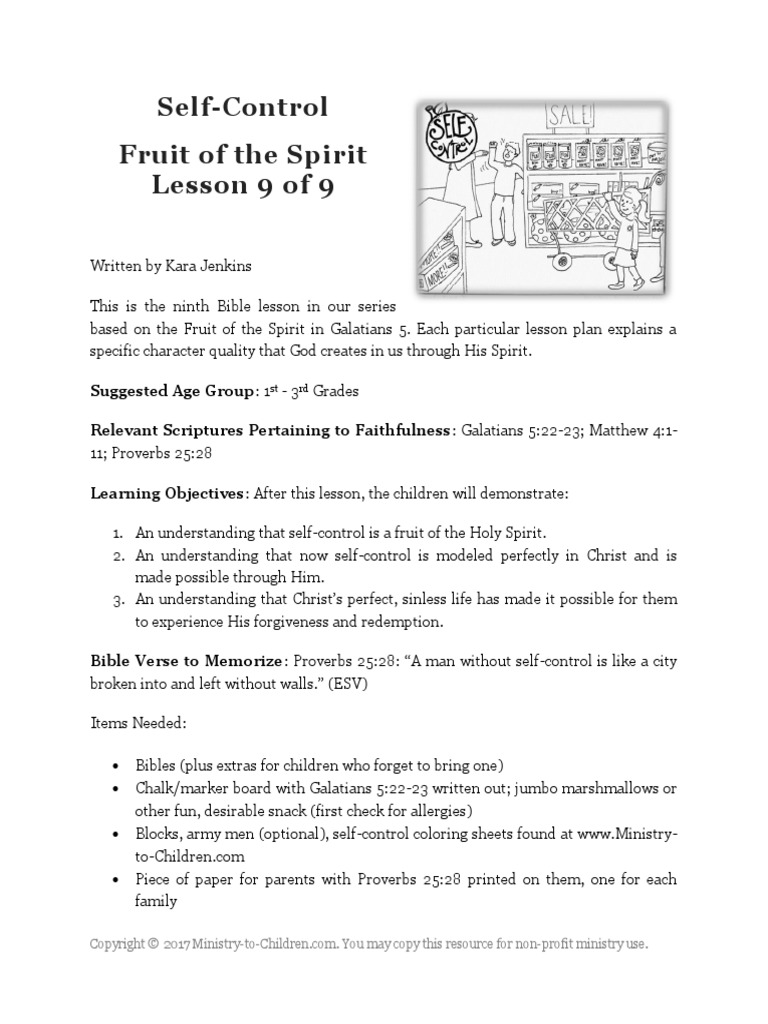 9 Self Control - Lesson | PDF | Fruit Of The Holy Spirit | Jesus