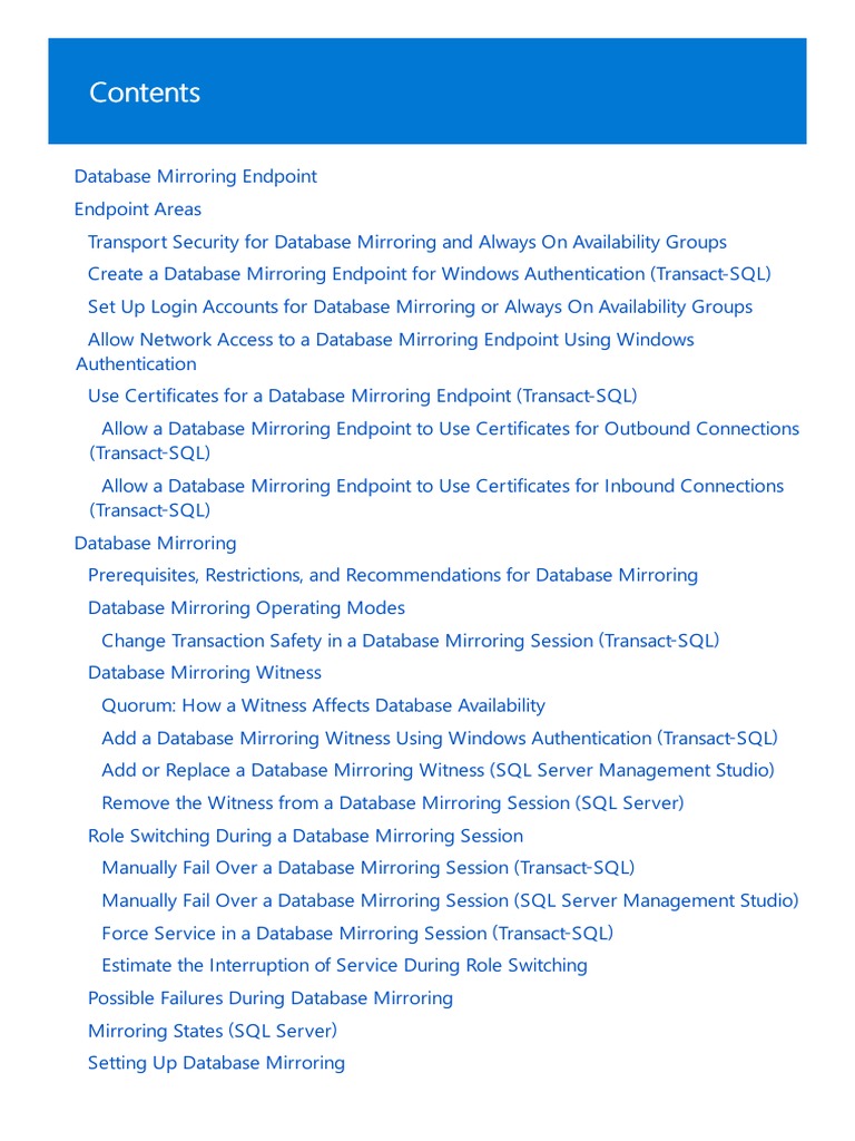 Database Mirroring | PDF | Port (Computer Networking) | Databases