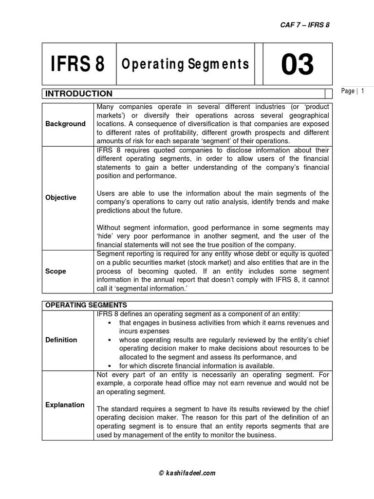 Ifrs 8: Operating Segments | PDF | International Financial Reporting ...