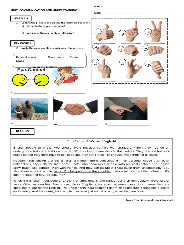 Cultural Differences - Pre Intermediate | PDF | English Language ...