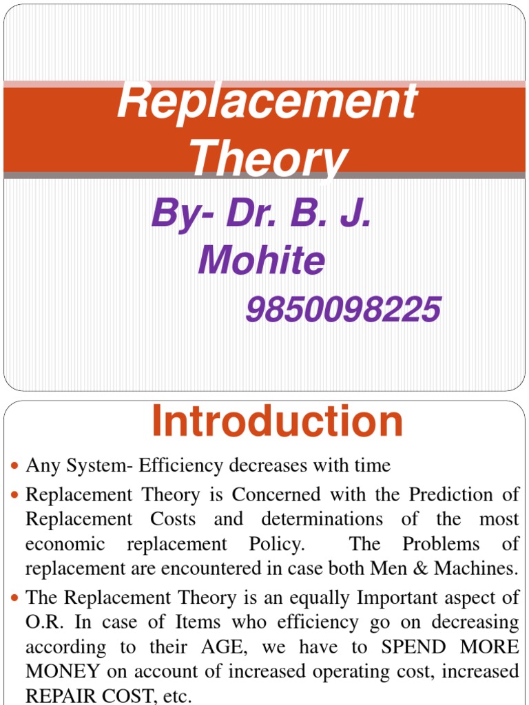 Replacement Theory: By-Dr. B. J. Mohite | PDF | Economies | Business
