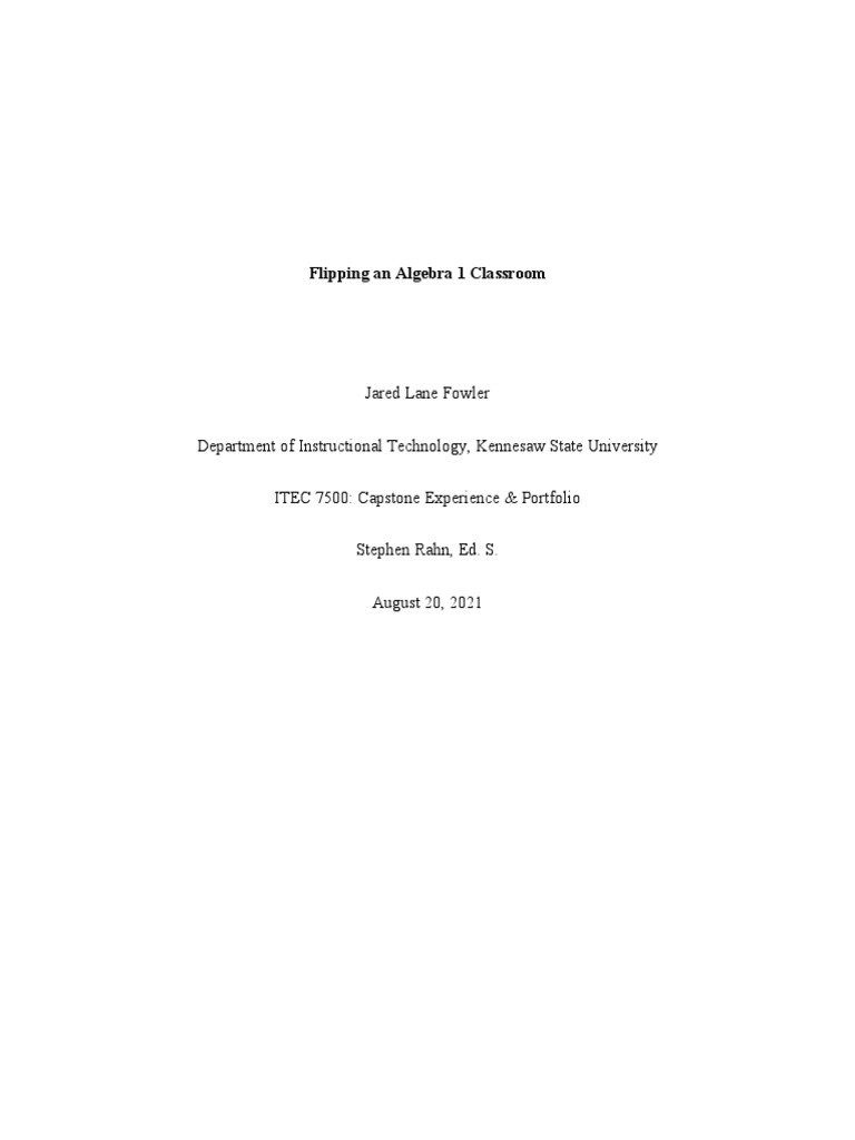Flipped Classroom for Algebra 1 Implementation | PDF | Teachers | Classroom