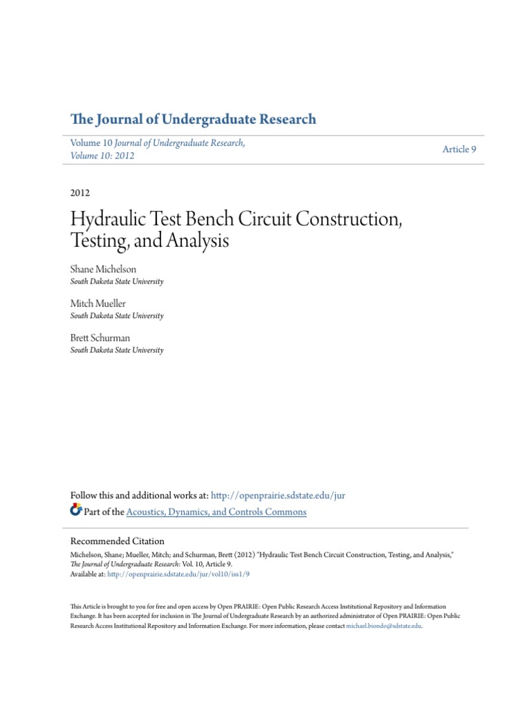 Hydraulic Test Bench Circuit Construction Testing and Analysis | PDF ...