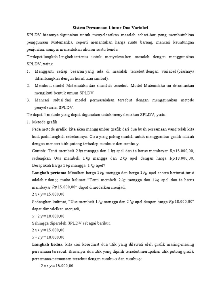 SPLDV Pertemuan 1 | PDF