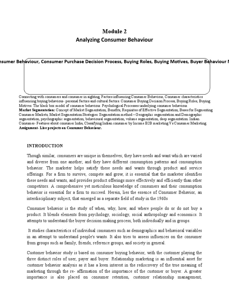 MM Module 2 | PDF | Consumer Behaviour | Behavior