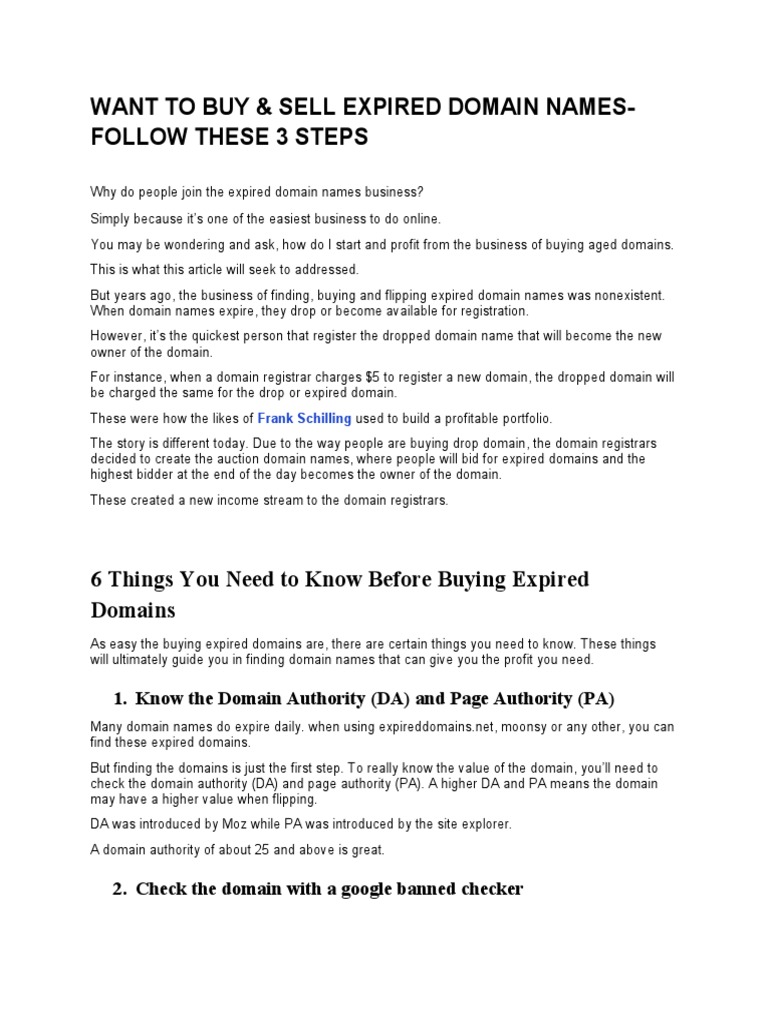 Want To Buy & Sell Expired Domain Names-Follow These 3 Steps | PDF ...