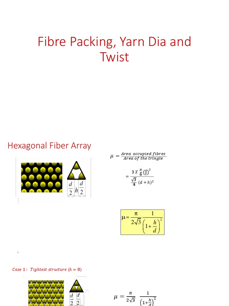 Fibre Packing, Yarn Dia and Twist | PDF | Yarn | Helix