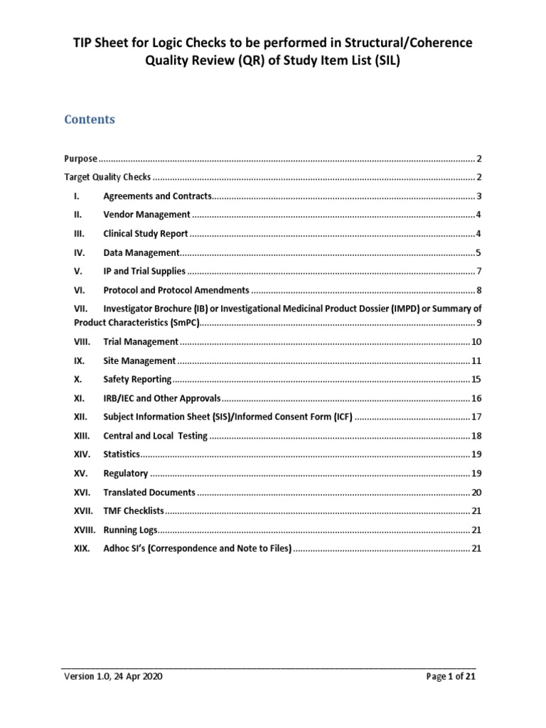 TIP Sheet For Logic Checks To Be Performed in Structural or Coherence ...