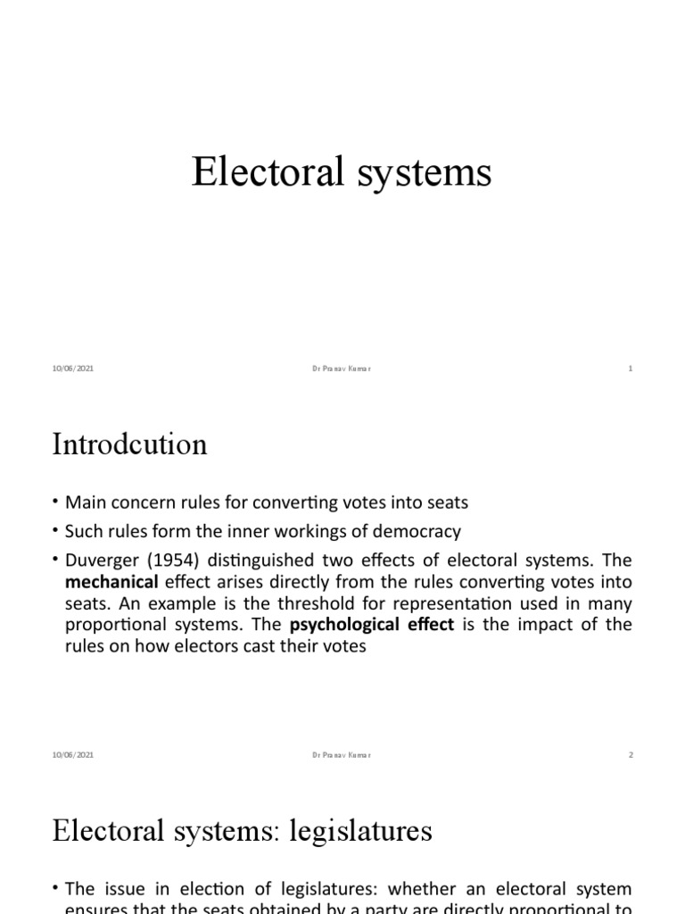 Electoral Systems | PDF | Voting | Electoral District