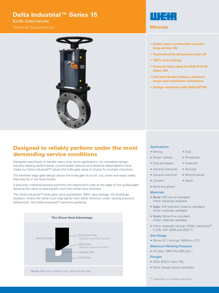 Delta Industrial Series 15 Knife Gate Valves | PDF | Valve | Mechanical ...