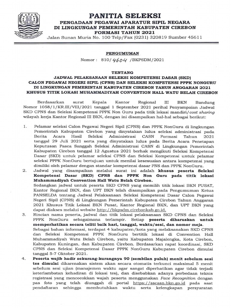 6 - Jadwal SKD 2021 | PDF