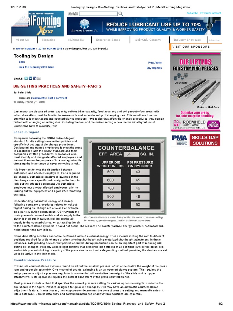 22tooling by Design - Die-Setting Practices and Safety - Part 2 - MetalForming Magazine | PDF