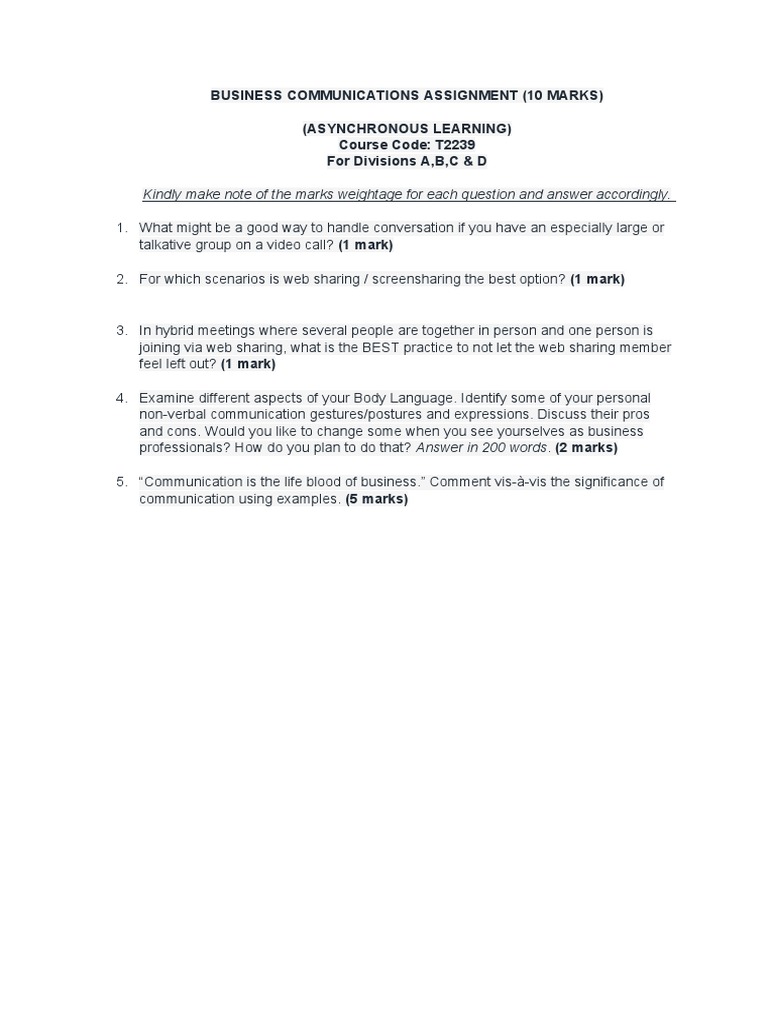 Business Communications Assignment Guide | PDF