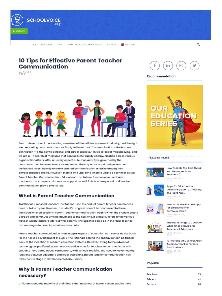 Effective 10 Tips For Effective Parent Teacher Communication | PDF ...
