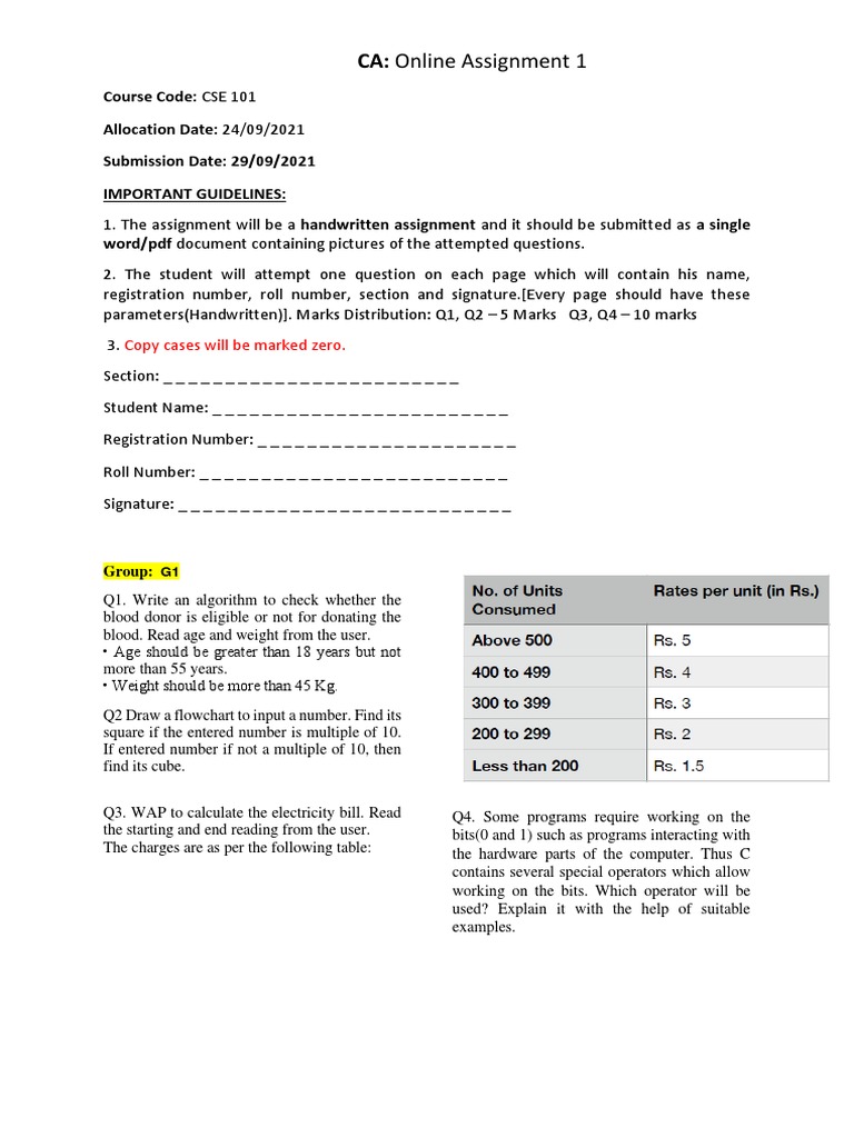 CA: Online Assignment 1 | PDF | Applied Mathematics | Computer Engineering