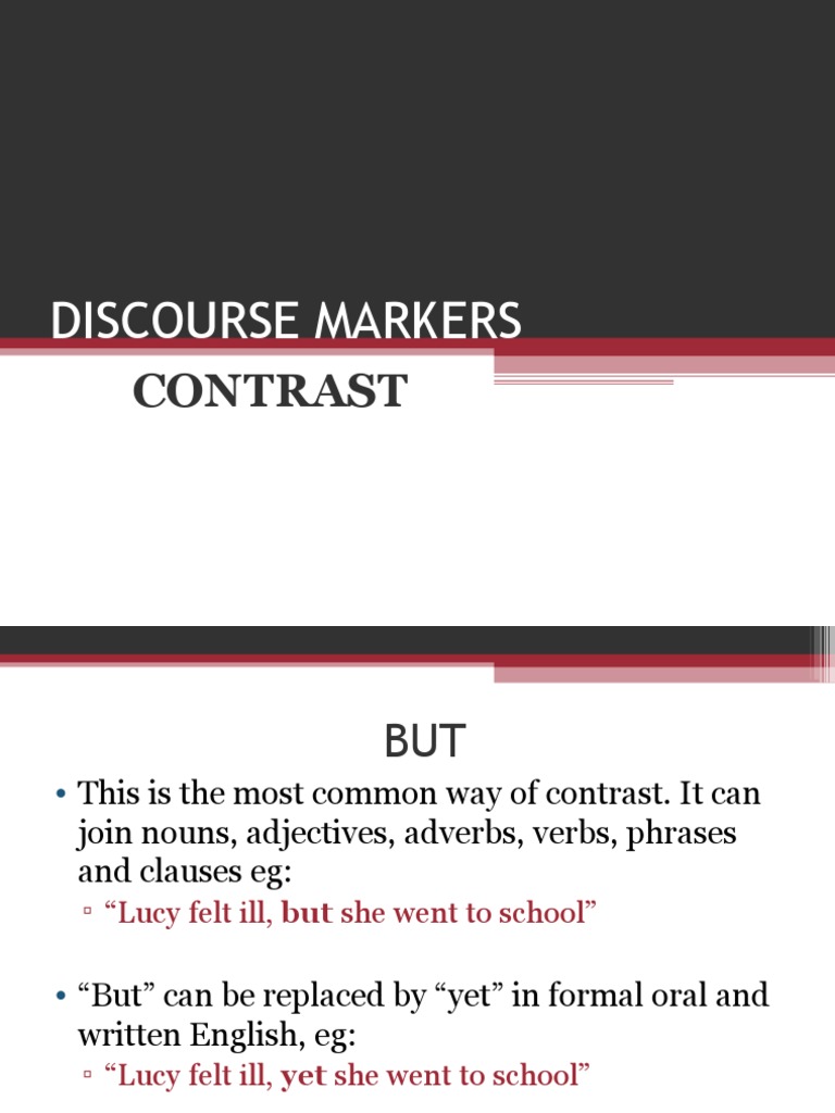 Contrast Discourse Markers Advanced | PDF | Adjective | English Language