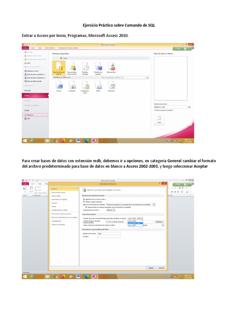 Guía Práctica de SQL en Access | PDF | SQL | Software