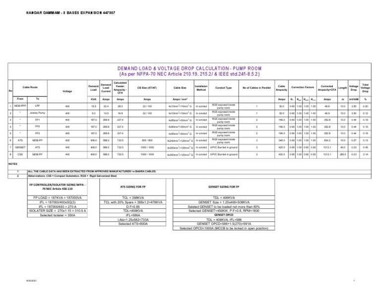Demand Load & Voltage Drop Calculation | PDF | Building Engineering ...