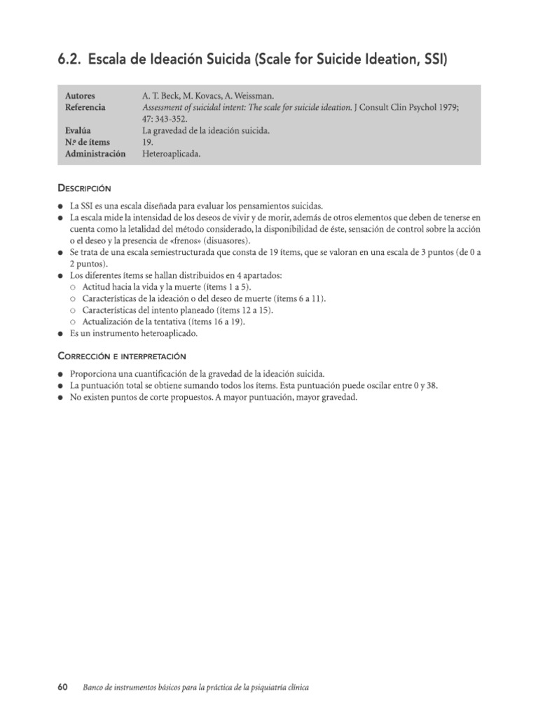 Escala de Ideación Suicida de Beck | PDF | Suicidio