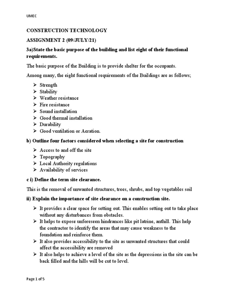 Construction Technology Assignment 2 | PDF | Foundation (Engineering ...