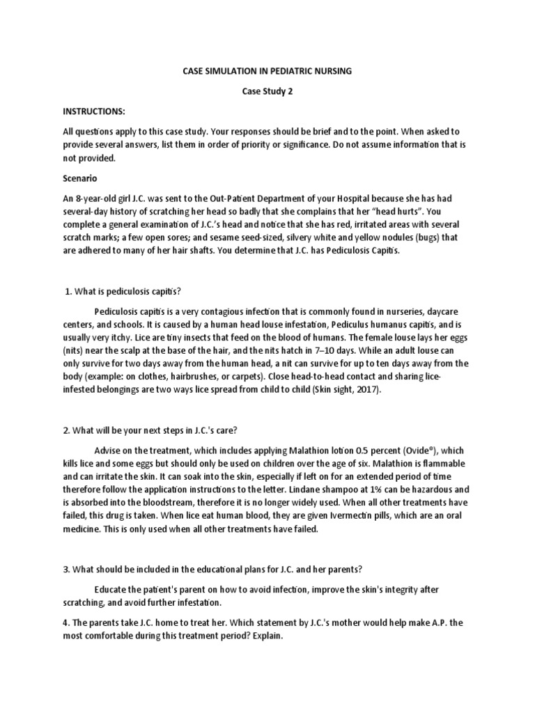 Case Simulation in Pediatric Nursing Case Study 2 Instructions | PDF ...