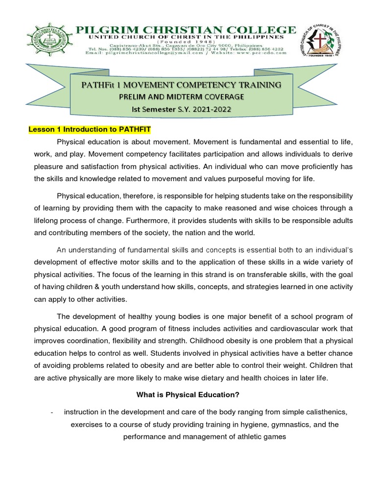 Pathfit 1 Prelim Midterm Module | PDF | Physical Fitness | Aerobic Exercise