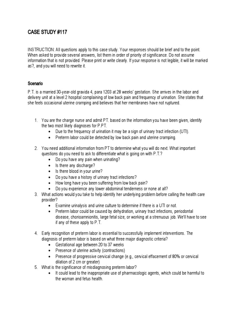 Case Study #117 | PDF | Childbirth | Preterm Birth