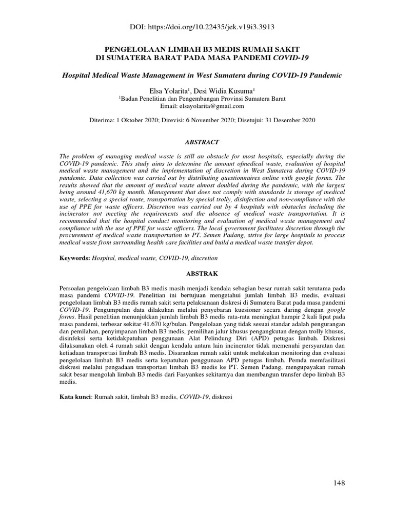 Medical Waste Management in West Sumatra | PDF | Waste | Medicine