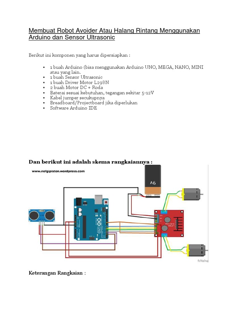 Membuat Robot Avoider Atau Halang Rintang Menggunakan Arduino Dan Sensor | PDF