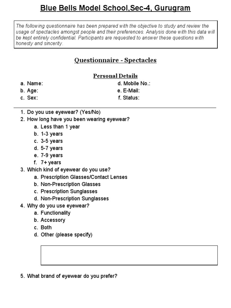 Eyewear Usage and Preference Survey | PDF | Glasses | Optometry