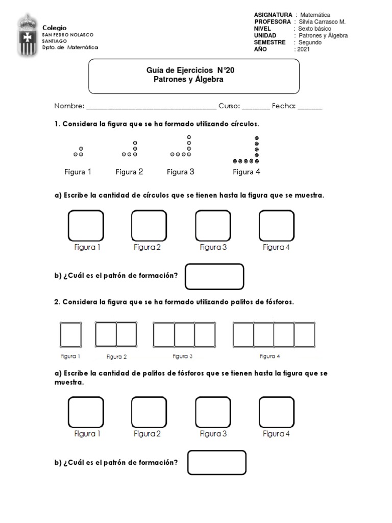 Ejercicios de Patrones y Álgebra | PDF