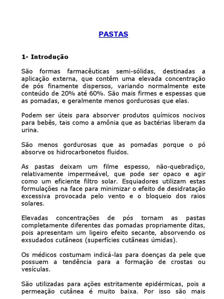 Farmacotecnica - Pastas e Geis 2011 | PDF | Coloide | Solubilidade