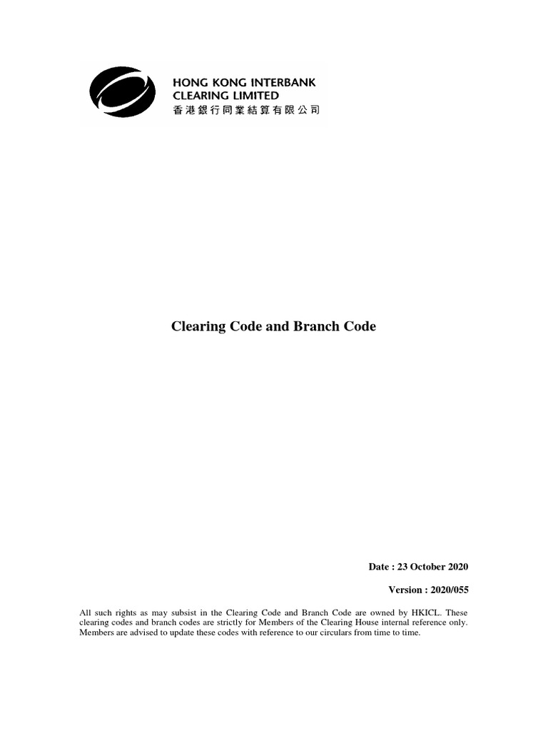 Clearing Code and Branch Code (23 Oct 2020) With Tel No | PDF ...