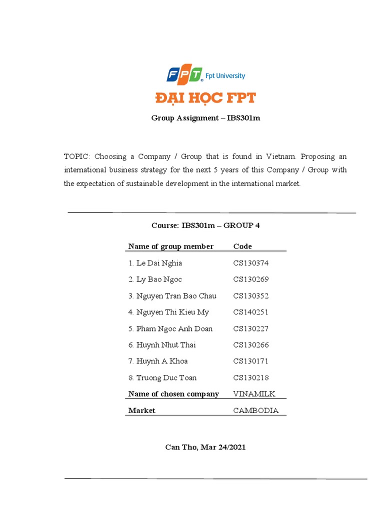 Group Assignment - IBS301m | PDF | Cambodia | Obesity