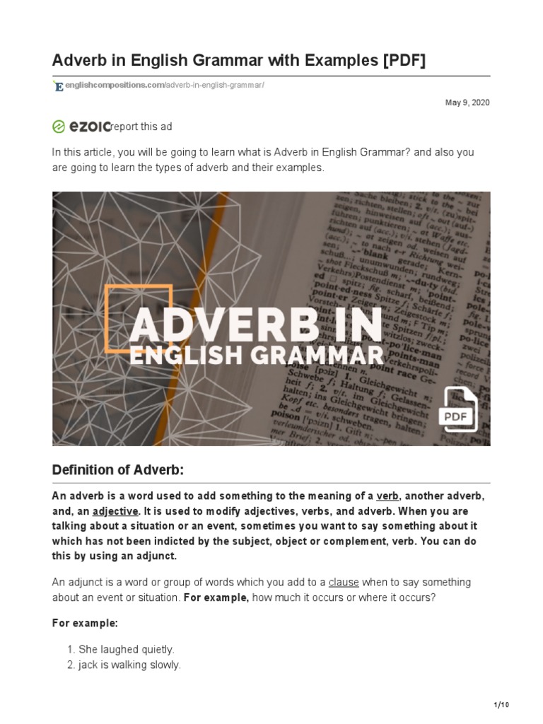 Adverb in English Grammar With Examples PDF | PDF | Adverb | English ...