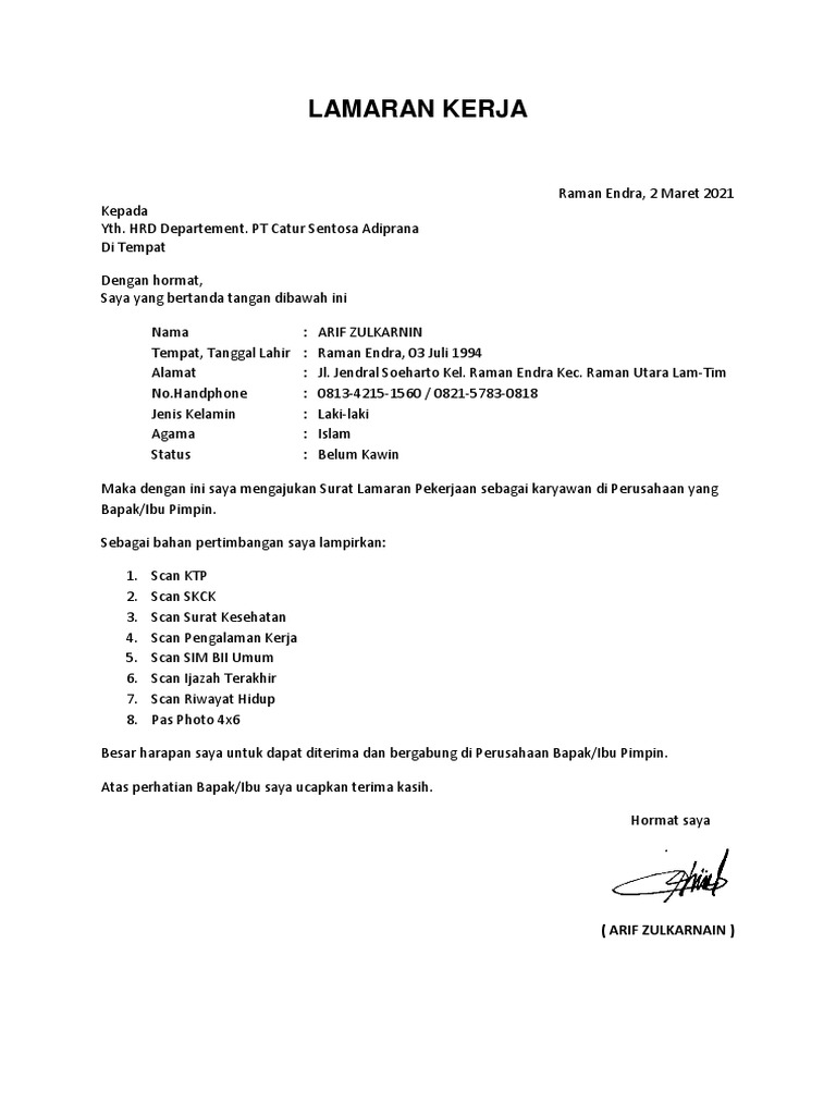 LAMARAN KERJA Baru - Compressed | PDF