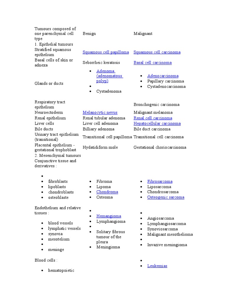 Benign & Malignant Neoplasms | PDF | Epithelium | Cancer