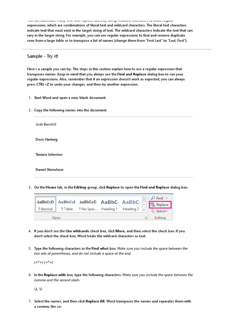 Find and Replace Text and Other Data in A Word Document 4 | Download Free PDF | Regular ...